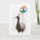 Emu with Party Hat and Balloons Fold Greeting Card | Zazzle