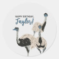 Emus Bird Lovers Personalized Party Classic Round Sticker | Zazzle