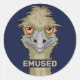 Emused Funny Emu Pun Classic Round Sticker | Zazzle