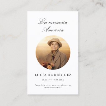 En Memoria | Funeral Prayer Photo Card in Spanish | Zazzle