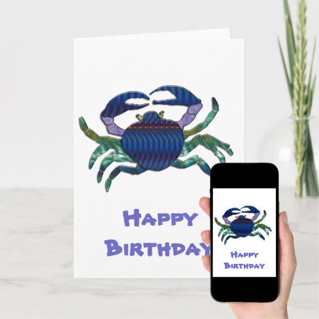 Enameled Blue Crab Card | Zazzle