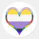 Enby Pride Heart Classic Round Sticker | Zazzle