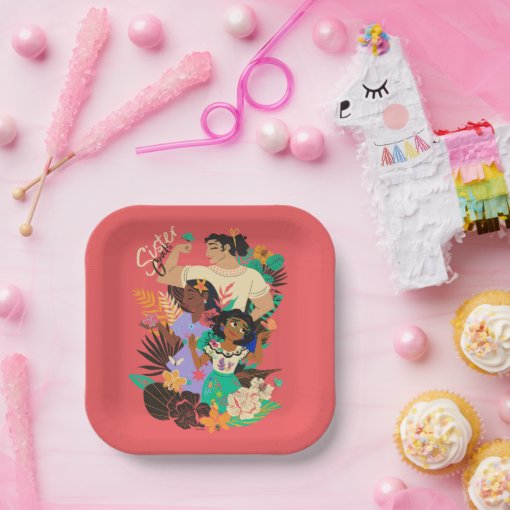 Encanto Sisters | Sister Goals Floral Graphic Paper Plates | Zazzle