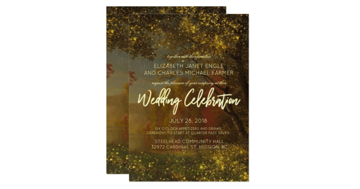 Enchanted Autumn Wedding Invitation | Fairy Lights | Zazzle.com