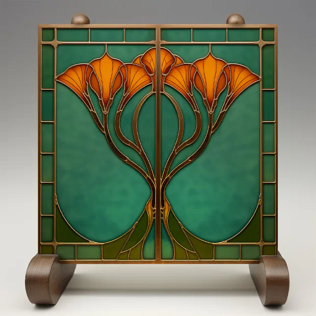 Enchanted Blossom Stained Glass Ceramic Tile | Zazzle