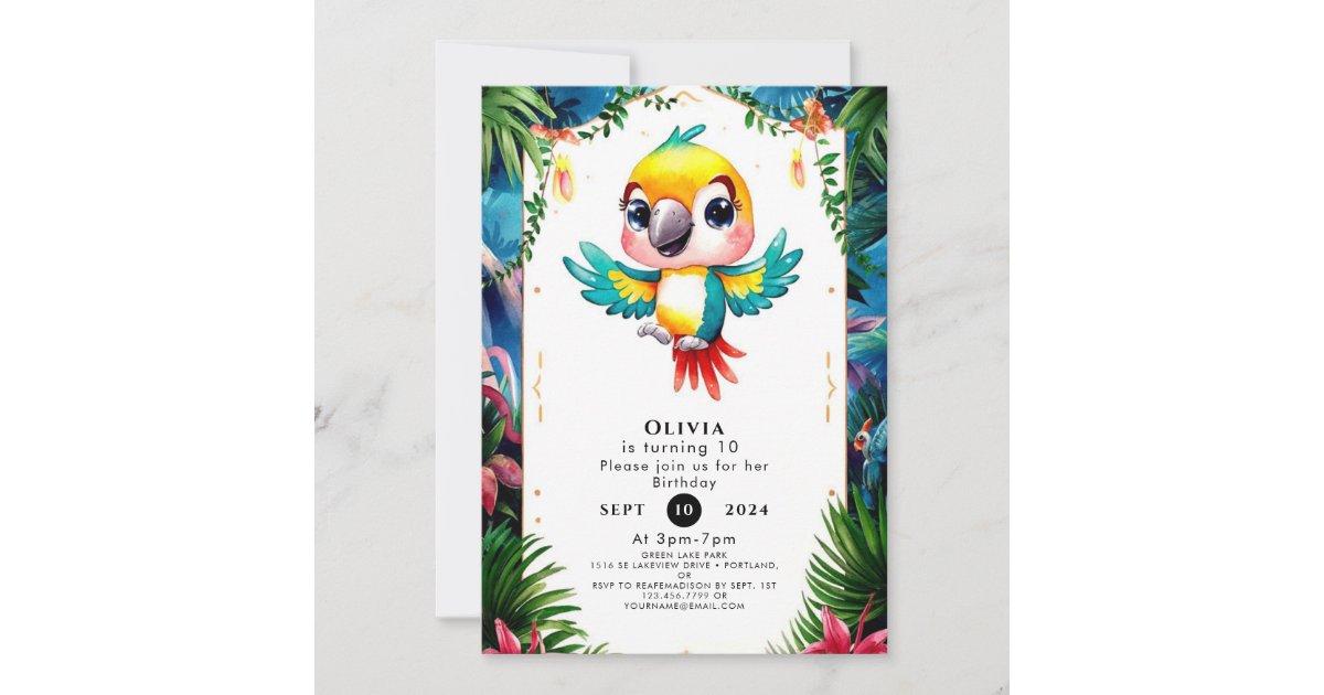 Enchanted Boho Parrot Birthday Invitation | Zazzle