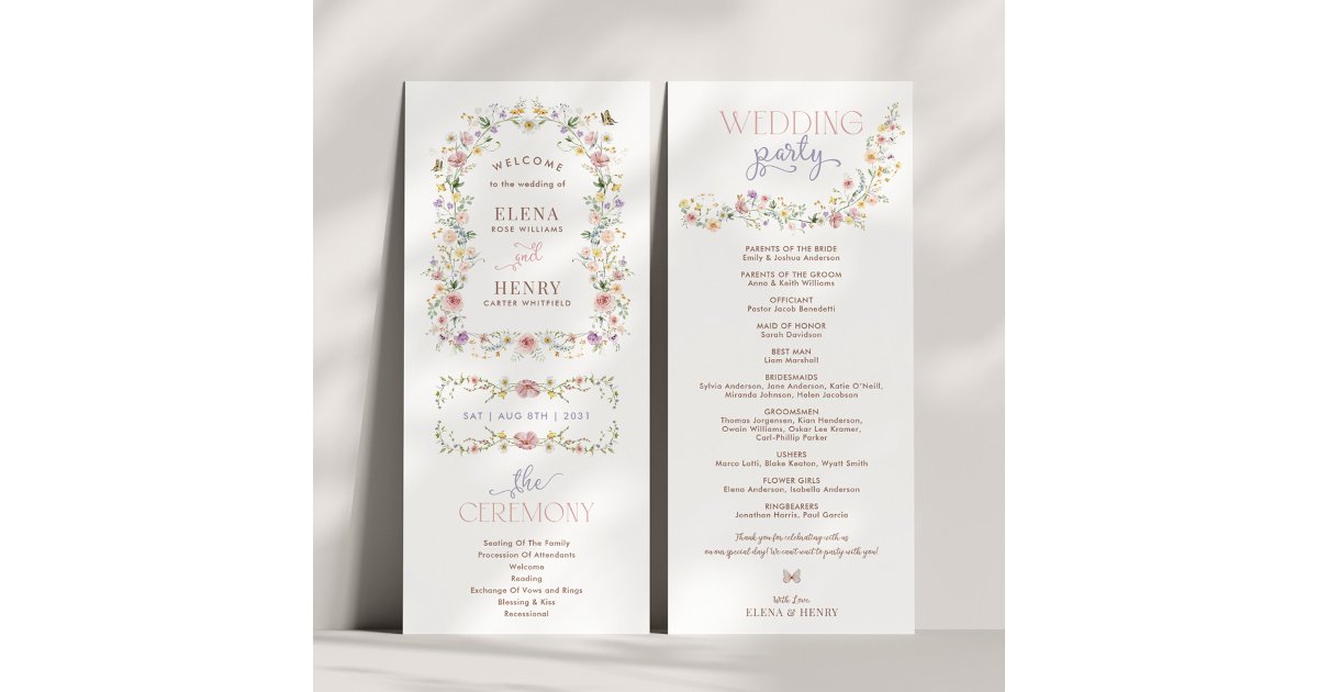 Enchanted Boho Wildflower Garden Wedding Program | Zazzle