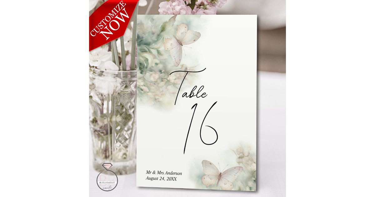 Enchanted Butterfly Garden Table Number | Zazzle