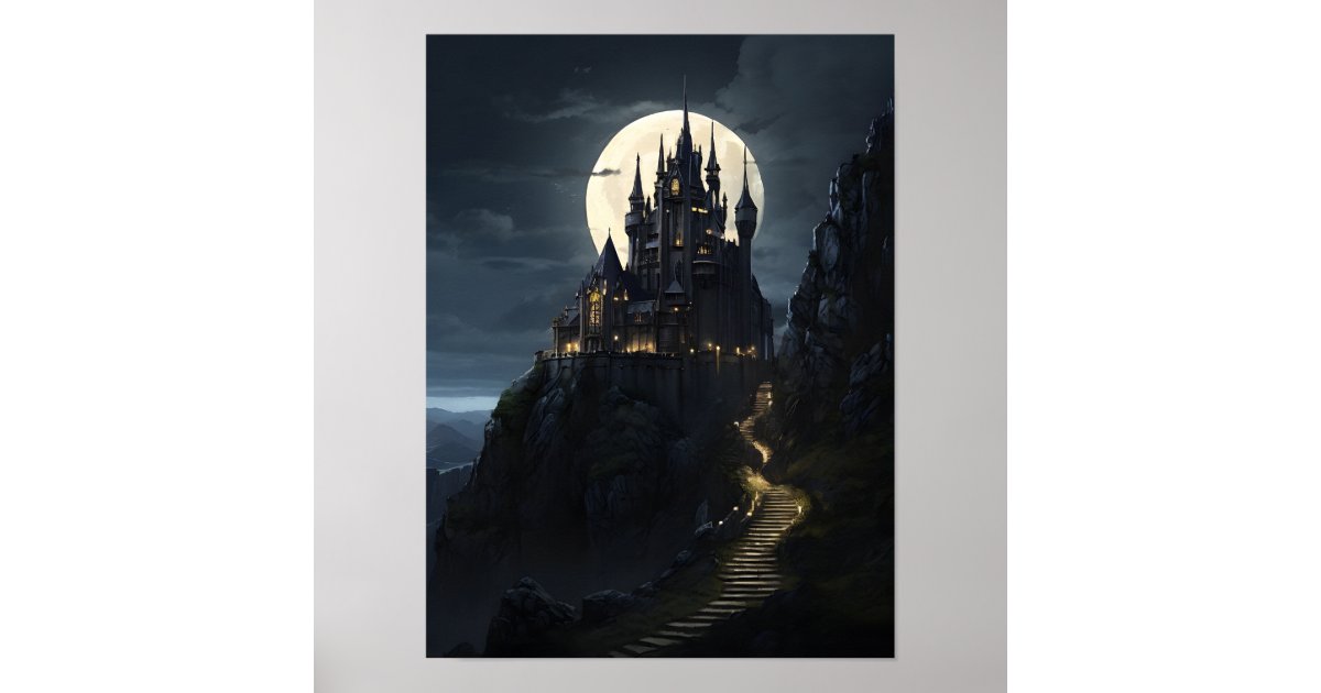 Enchanted Castle at Midnight Poster | Zazzle