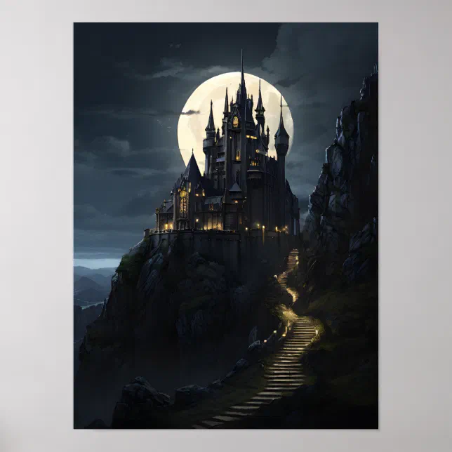 Enchanted Castle at Midnight Poster | Zazzle