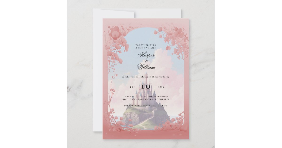 Enchanted castle fairytale wedding invitation | Zazzle