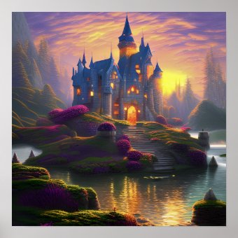 Enchanted Castle Fantasy Art Poster | Zazzle
