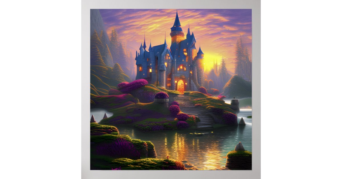 Enchanted Castle Fantasy Art Poster | Zazzle