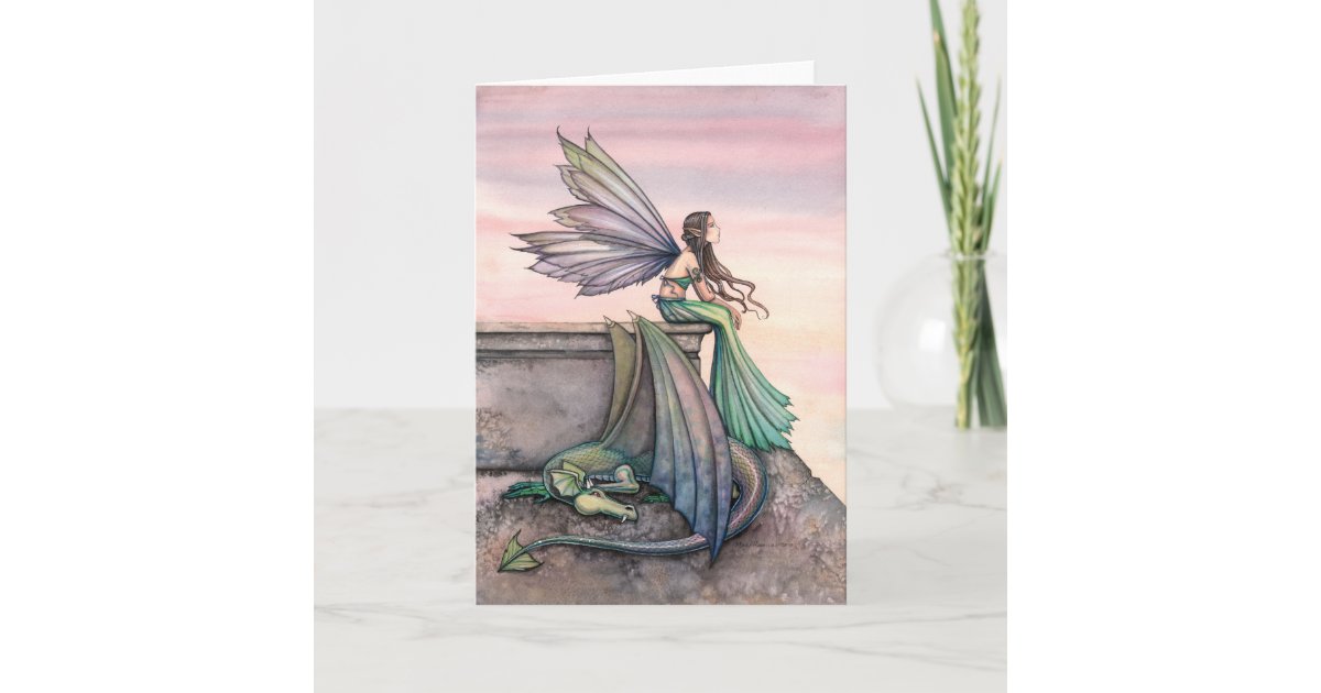 Enchanted Dusk Fairy Dragon Greeting Card | Zazzle