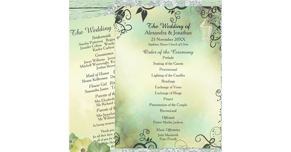 Enchanted Evening Deco Leaf Wedding Program | Zazzle