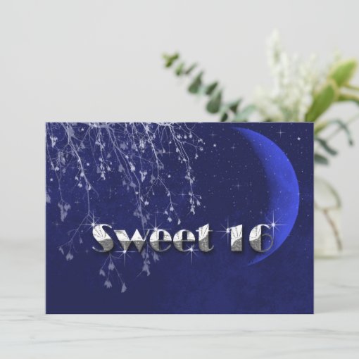 Enchanted Evening, Moon and Stars, Sweet Sixteen, Invitation | Zazzle