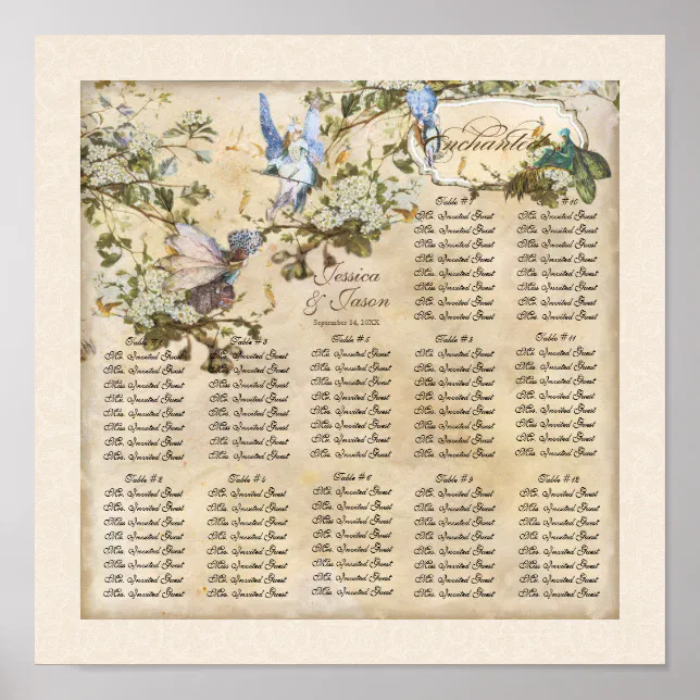 Enchanted Faeries Fairies Reception Seating Chart | Zazzle
