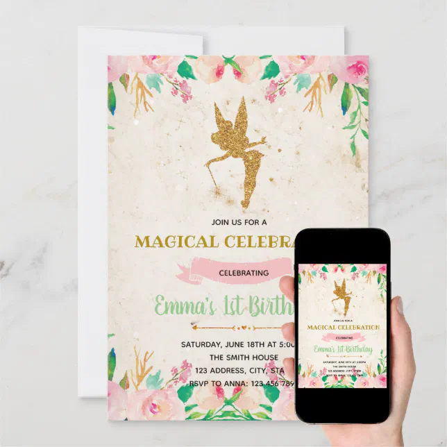 Enchanted fairy birthday invitation | Zazzle
