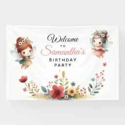 Enchanted Fairy Garden Girl Birthday Party Banner | Zazzle