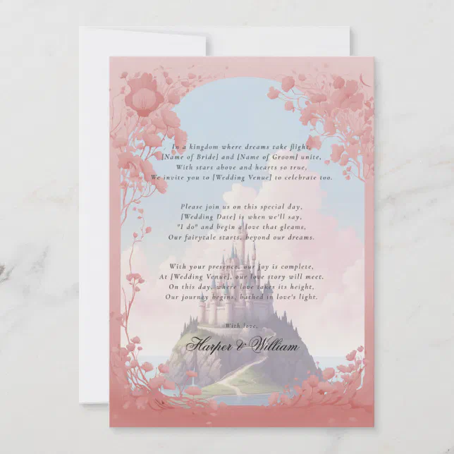 Enchanted fairytale poem wedding invitation | Zazzle