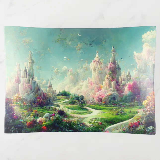 Enchanted fantasy panoramic landscape trinket tray | Zazzle