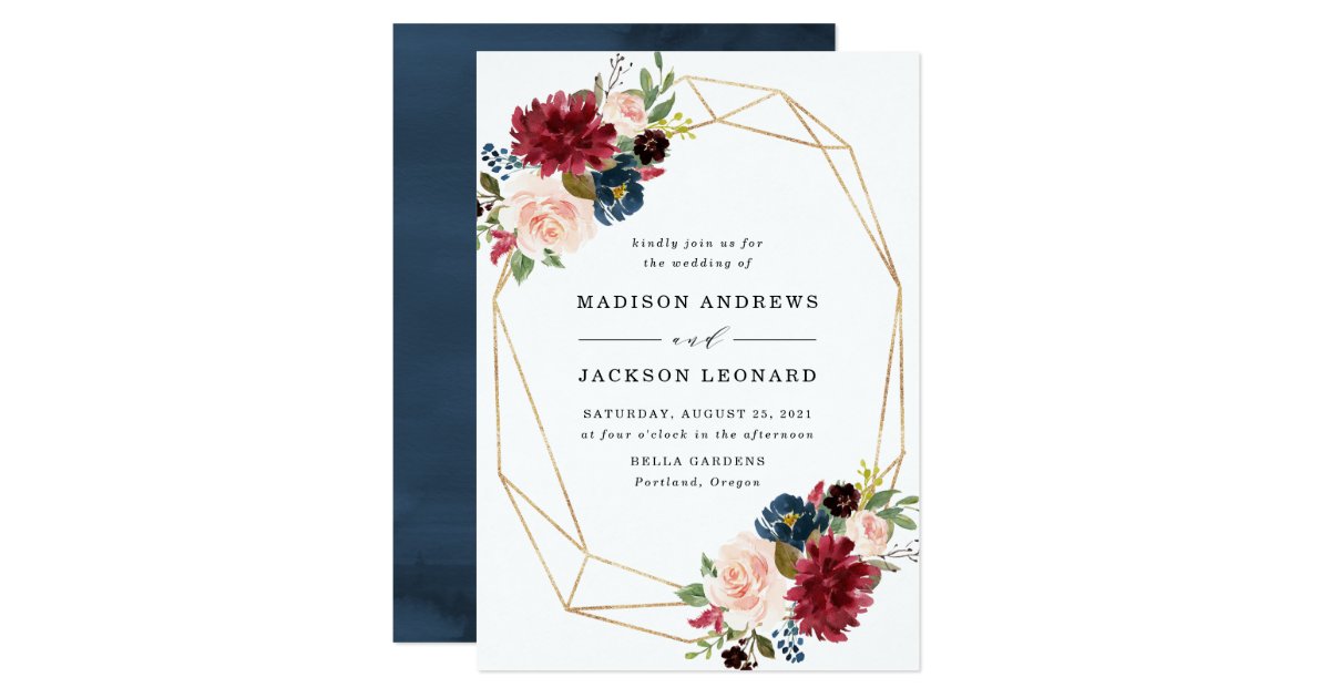 Enchanted Floral | Gold Frame Wedding Invitation | Zazzle.com