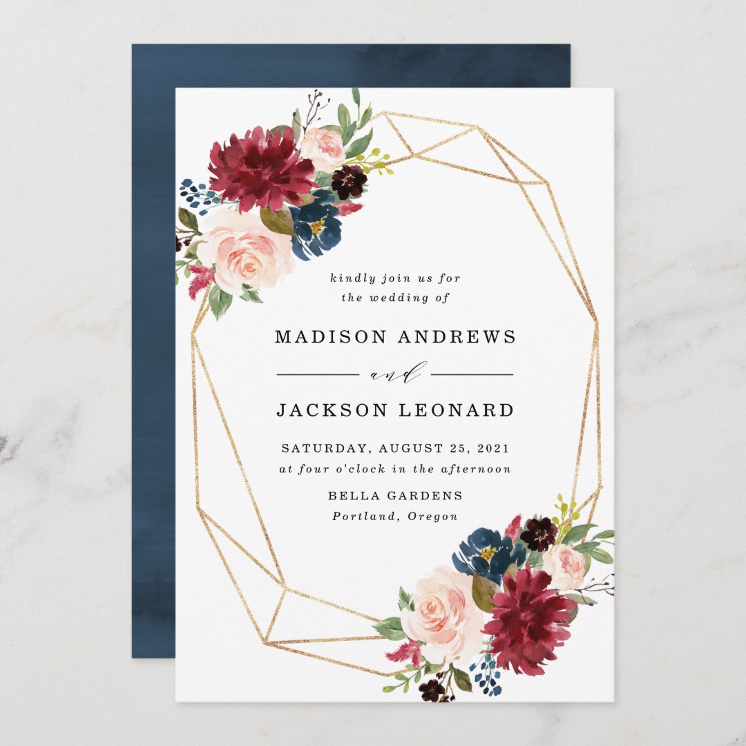 Enchanted Floral | Gold Frame Wedding Invitation | Zazzle