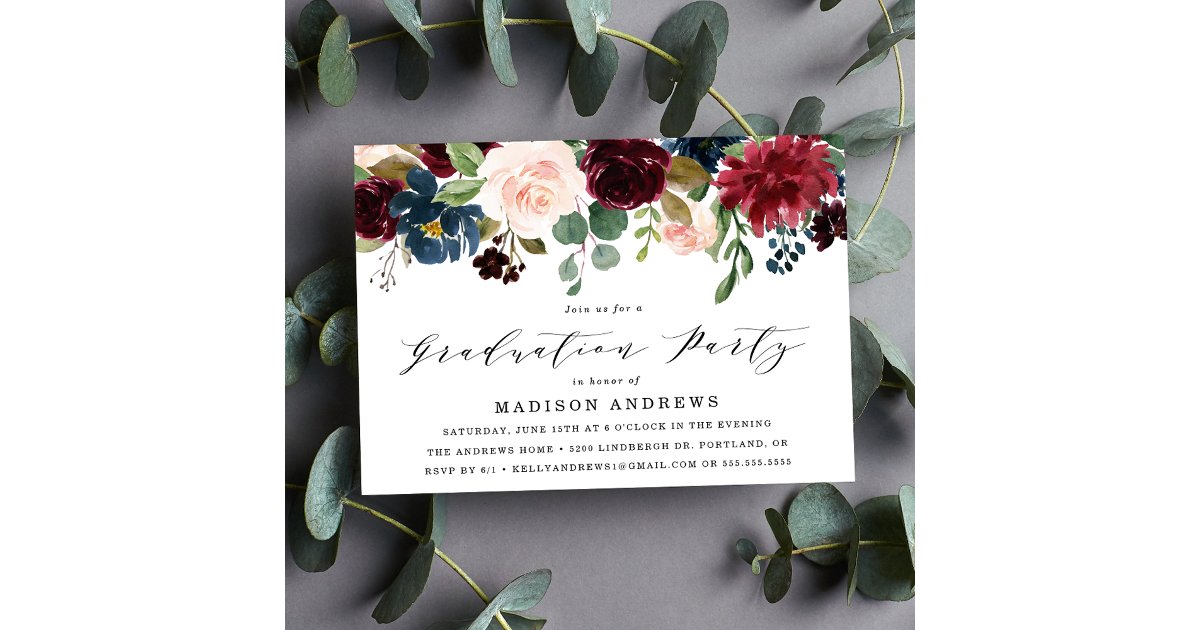 Enchanted Floral Graduation Party Invitation | Zazzle