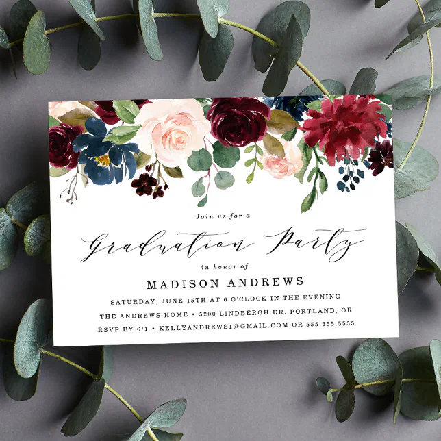 Enchanted Floral Graduation Party Invitation | Zazzle