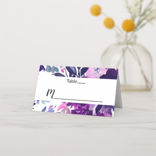 Enchanted Floral Purple Wedding Reception Table Place Card | Zazzle