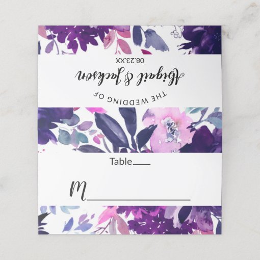 Enchanted Floral Purple Wedding Reception Table Place Card | Zazzle