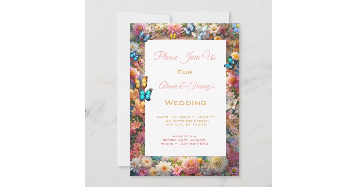 Enchanted Flowery Wedding Invitation | Zazzle