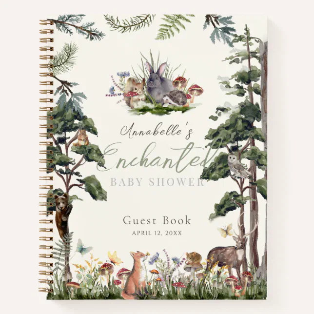 Enchanted Forest Animals Baby Shower Guest Book | Zazzle