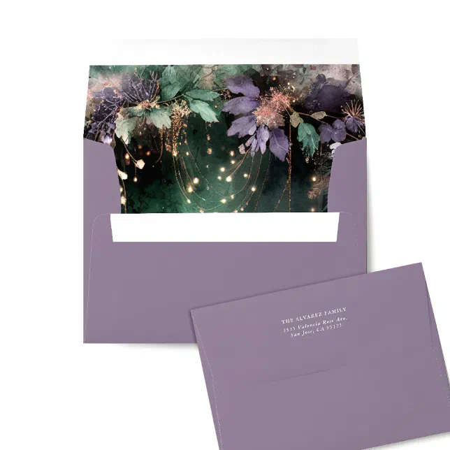 Enchanted Forest Arch Chic Lavender Quinceanera Envelope | Zazzle