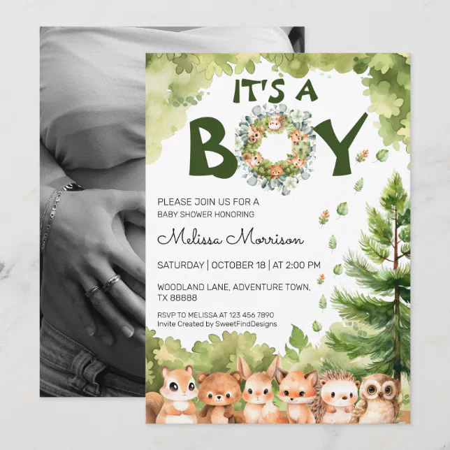 Enchanted Forest Baby Boy Shower Invitation | Zazzle