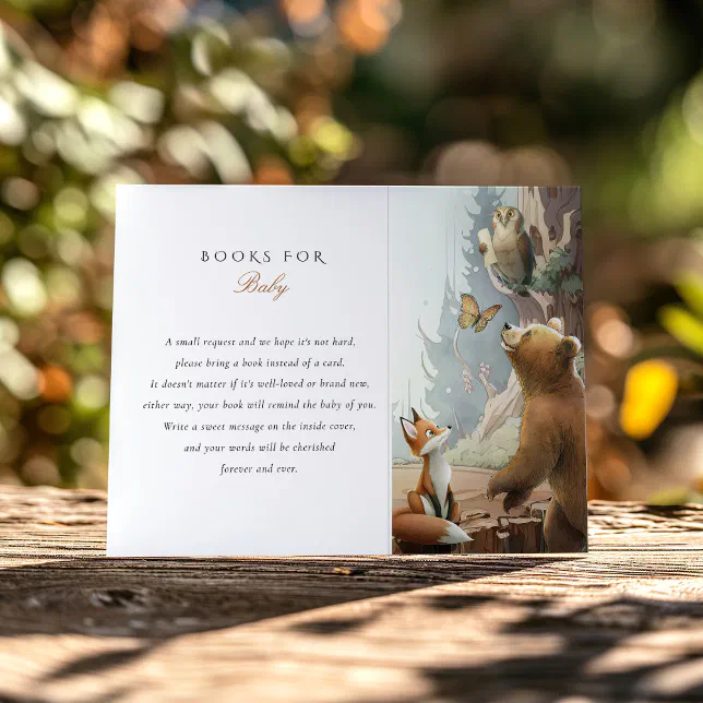 Enchanted Forest Baby Shower Book Request Card | Zazzle