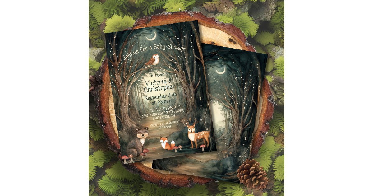 Enchanted Forest Baby Shower Twinkle Lights Invitation | Zazzle