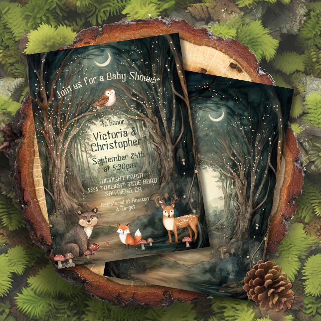 Enchanted Forest Baby Shower Twinkle Lights Invitation | Zazzle
