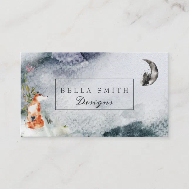 Enchanted Forest Business Card Fox Moon | Zazzle