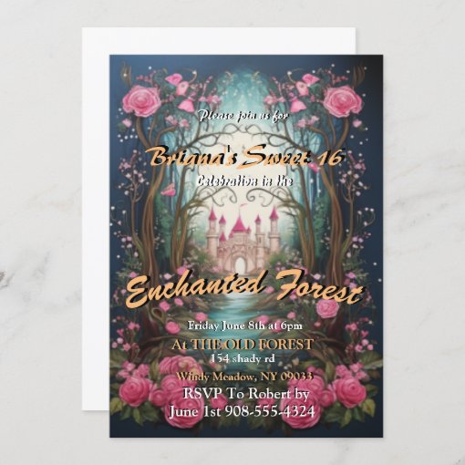 Enchanted Forest Castle Sweet 16 Invitation | Zazzle
