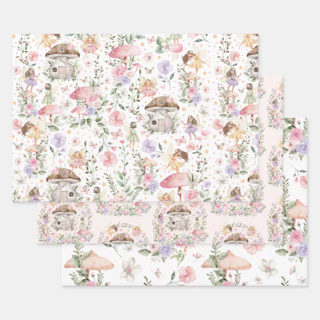 Enchanted Forest Fairies Birthday Garden Tea Party Wrapping Paper ...