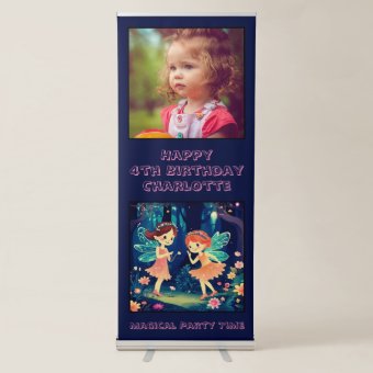 Enchanted Forest Fairies Birthday Party | Photo Retractable Banner | Zazzle