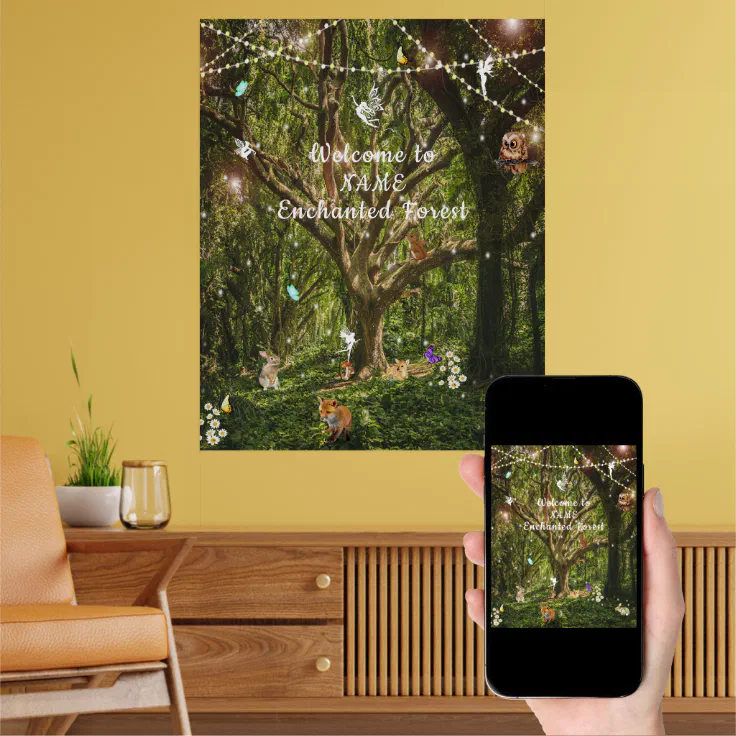 Enchanted Forest Fairies Bunny Butterflies Fox Poster | Zazzle