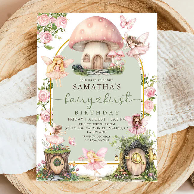 Enchanted Forest Fairy First Birthday Invitation | Zazzle