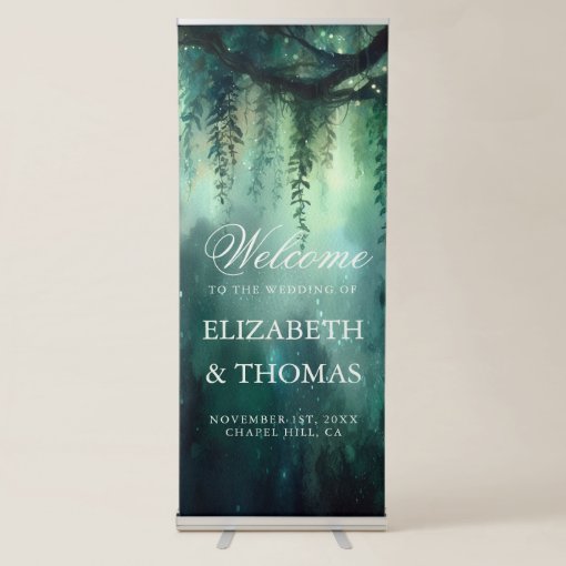 Enchanted Forest Fairy Garden Chic Wedding Welcome Retractable Banner ...