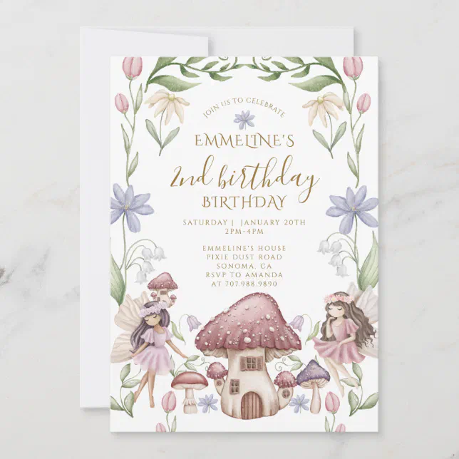 Enchanted Forest Fairy Girl's 2nd Birthday Invitation | Zazzle