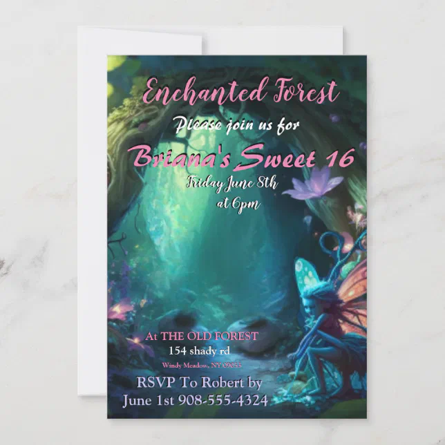 Enchanted Forest Fairy Sweet 16 Invitation | Zazzle
