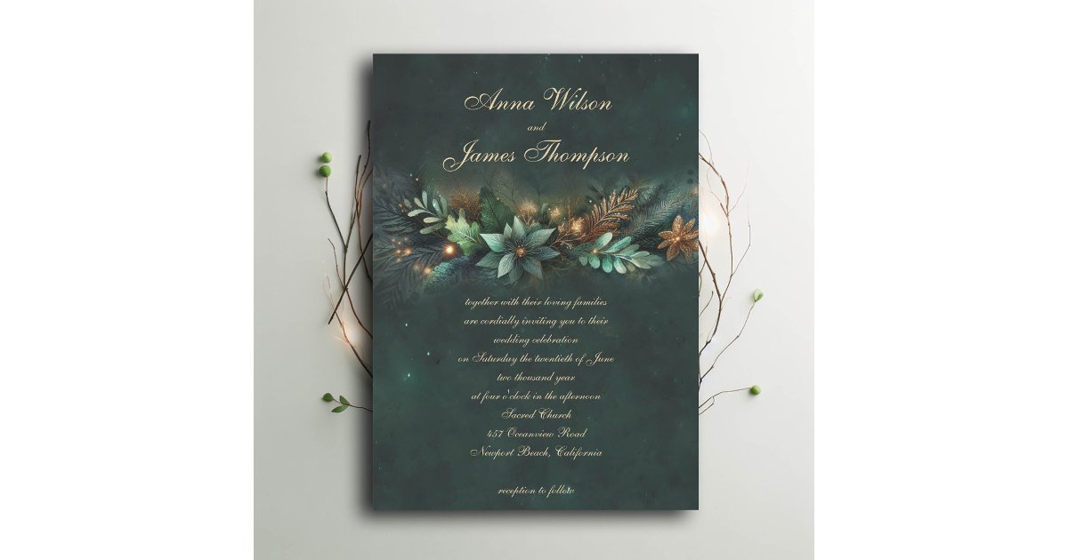 Enchanted Forest Fairytale Calligraphy Wedding Invitation | Zazzle
