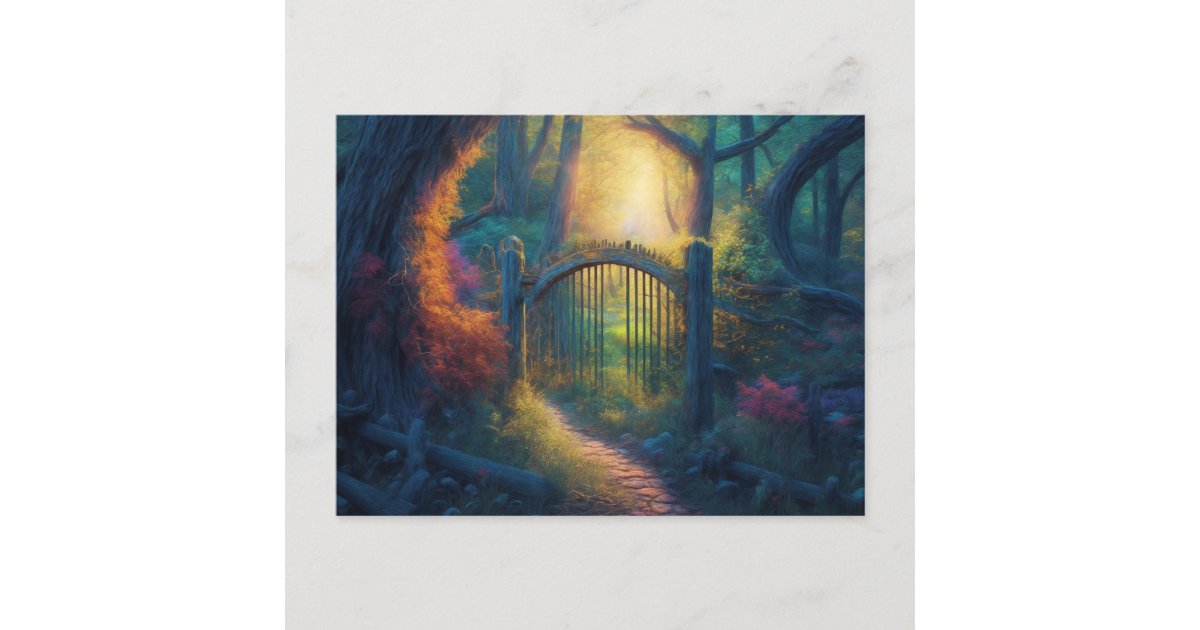 Enchanted Forest Garden | Digital Art Postcard | Zazzle