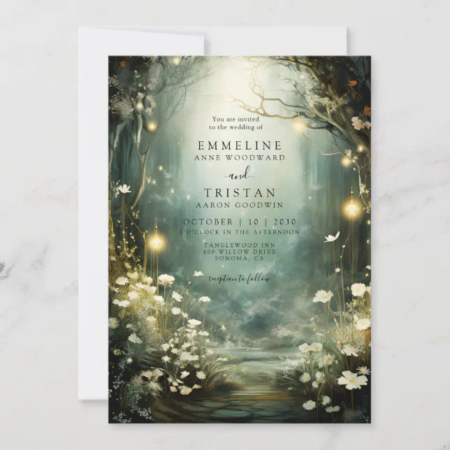 Enchanted Forest Garden Path Green Wedding Invitation | Zazzle